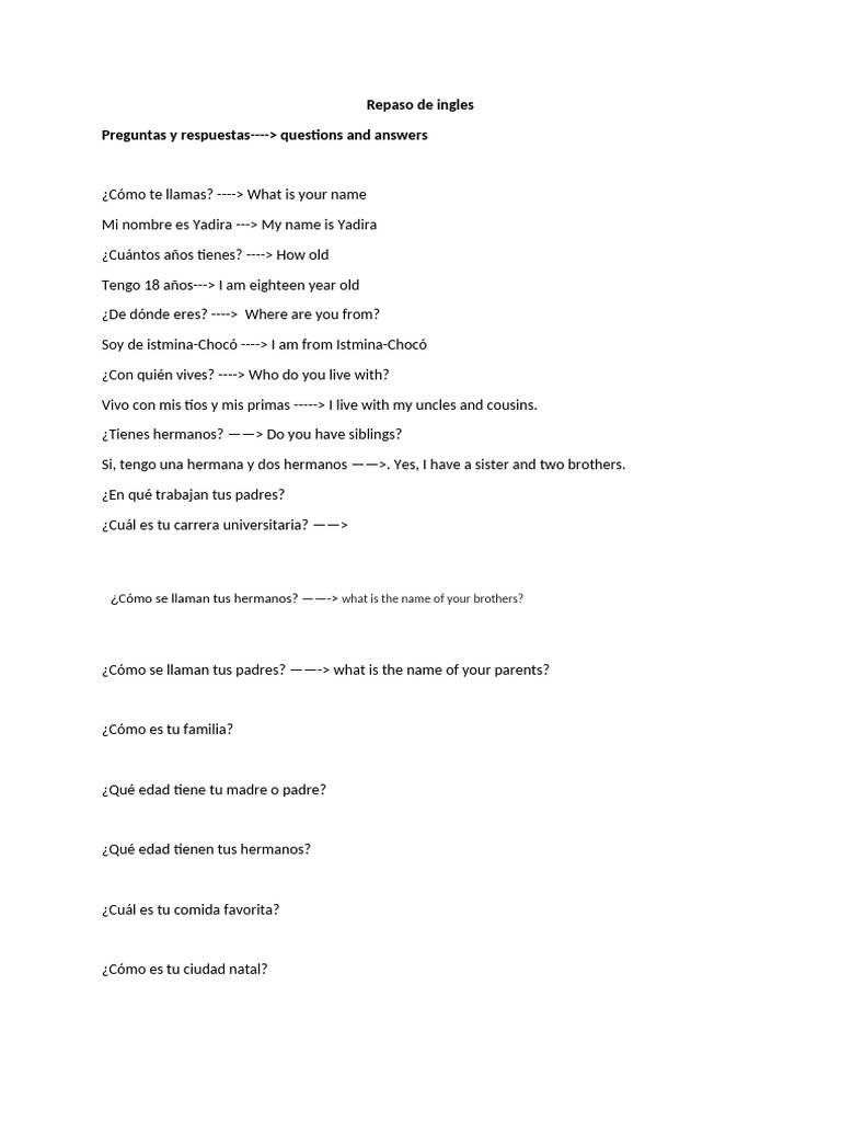 Preguntas Personales | PDF