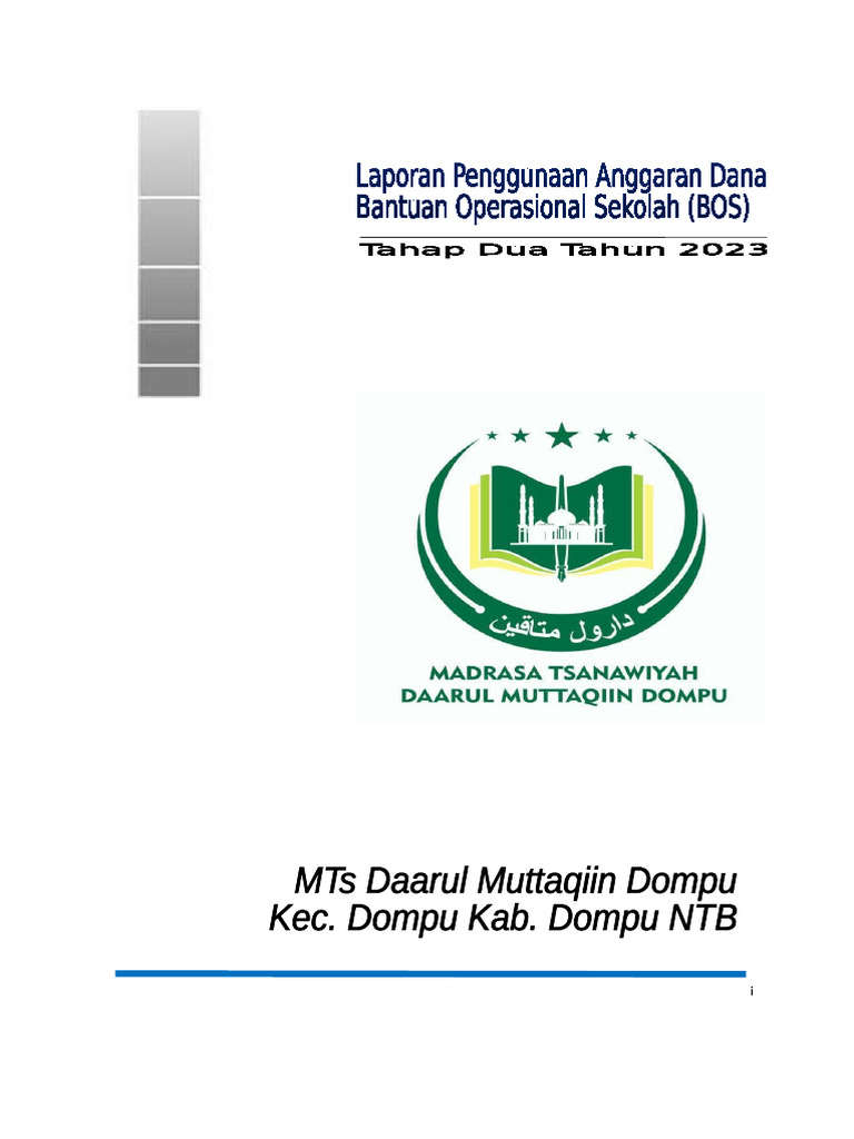 2 Kata Pengantar Daftar Isi Laporan Penggunaan Dana Bos PDF