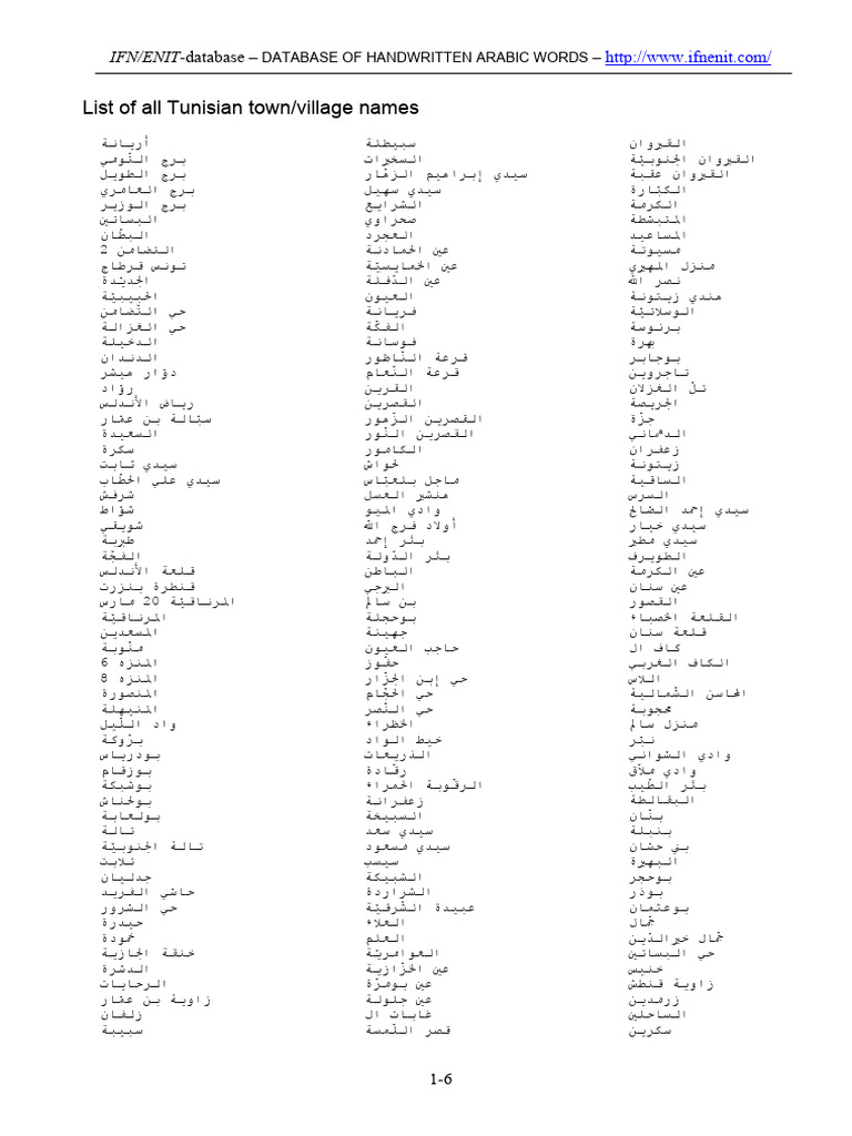 Tunisian Town Village List | PDF