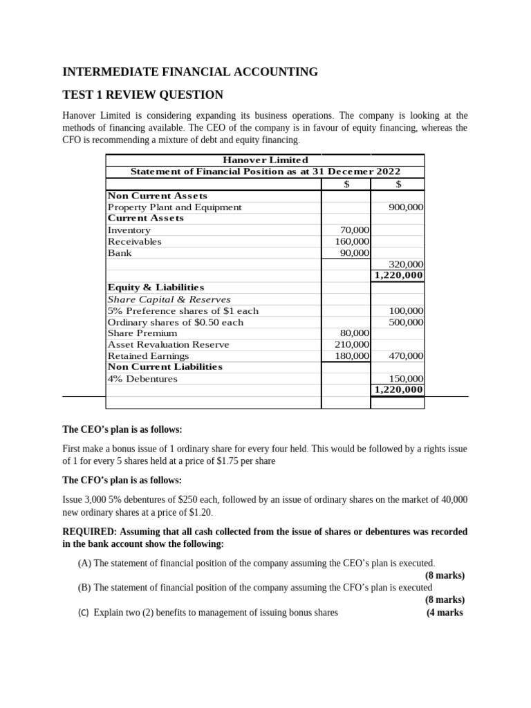 Intermediate Financial Accounting - Test 1-Review-Practice Question | PDF