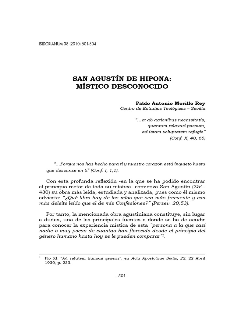 San Agustin de Hipona, Místico Desconocido | PDF | Agustín De ...