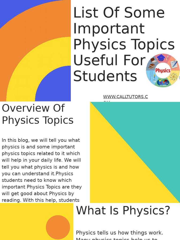 List of Some Important Physics Topics Useful For Students | PDF