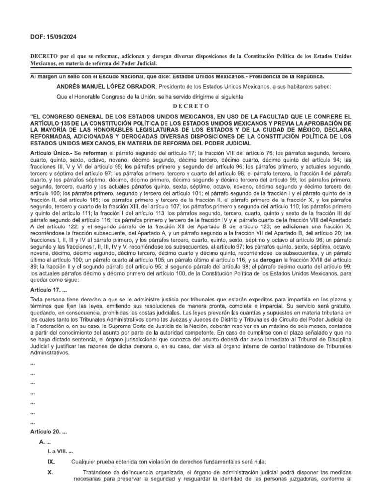 Reforma Al Poder Judicial | PDF