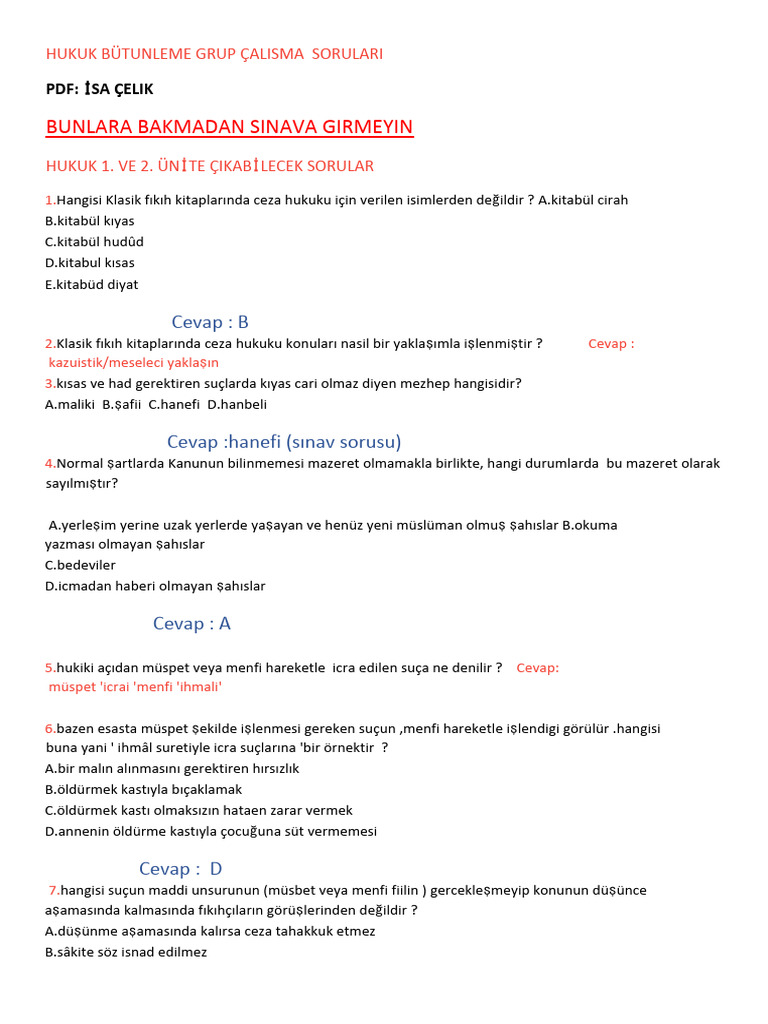 Grup Büt'un Hukuk Sorulari | PDF