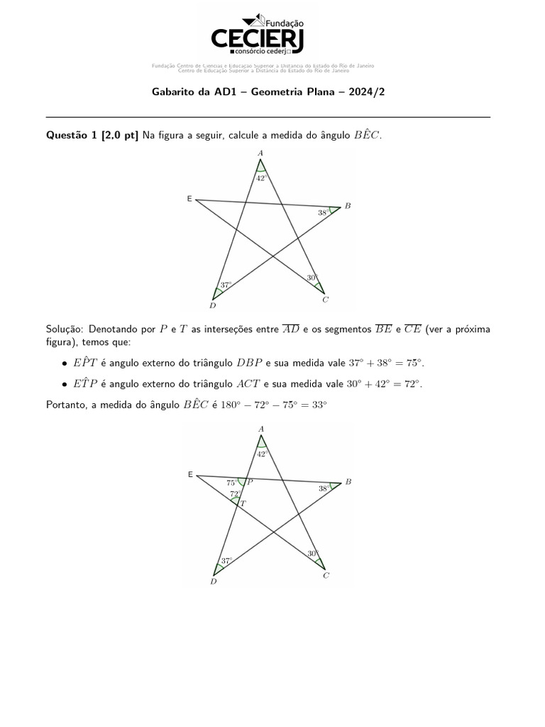 Gabarito AD1 2024-2 | PDF