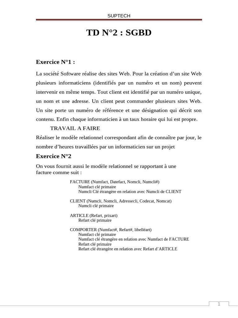 TD N°2: SGBD | PDF