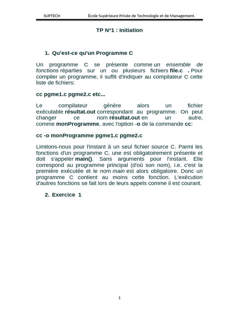 Un Ensemble de Fonctions: TP N°1: Initiation | PDF