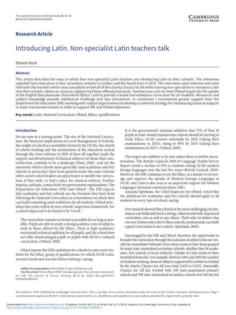 Introducing Latin Non Specialist Latin T | PDF