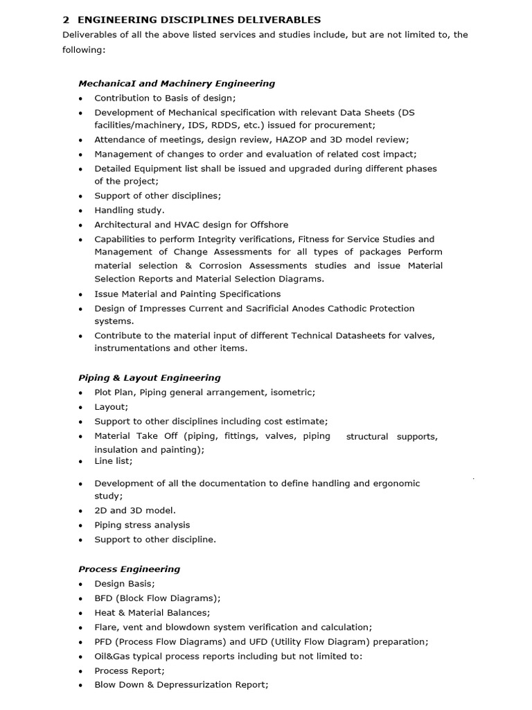 2 Engineering Disciplines Deliverables | PDF