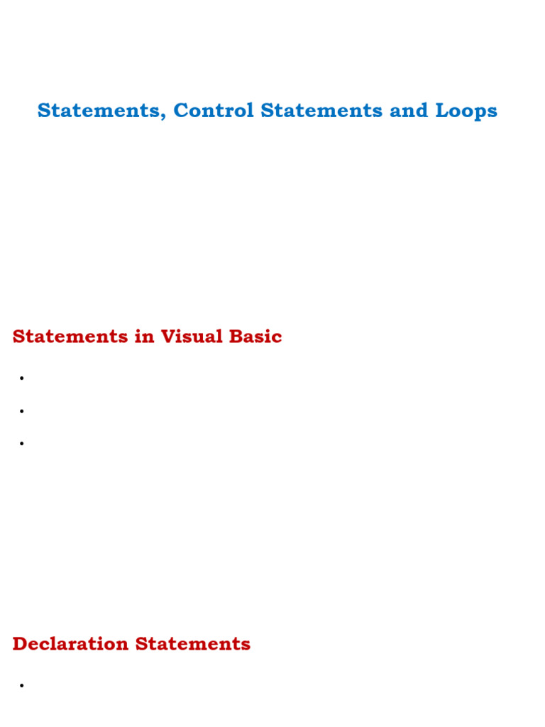 VB.NET Statements and Loops Guide | PDF | Control Flow | Computing