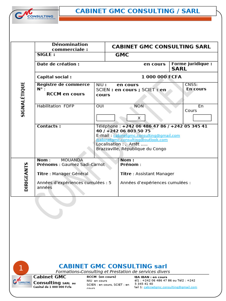 FICHE SIGNALETIQUE D_UNE ENTREPRISE | PDF