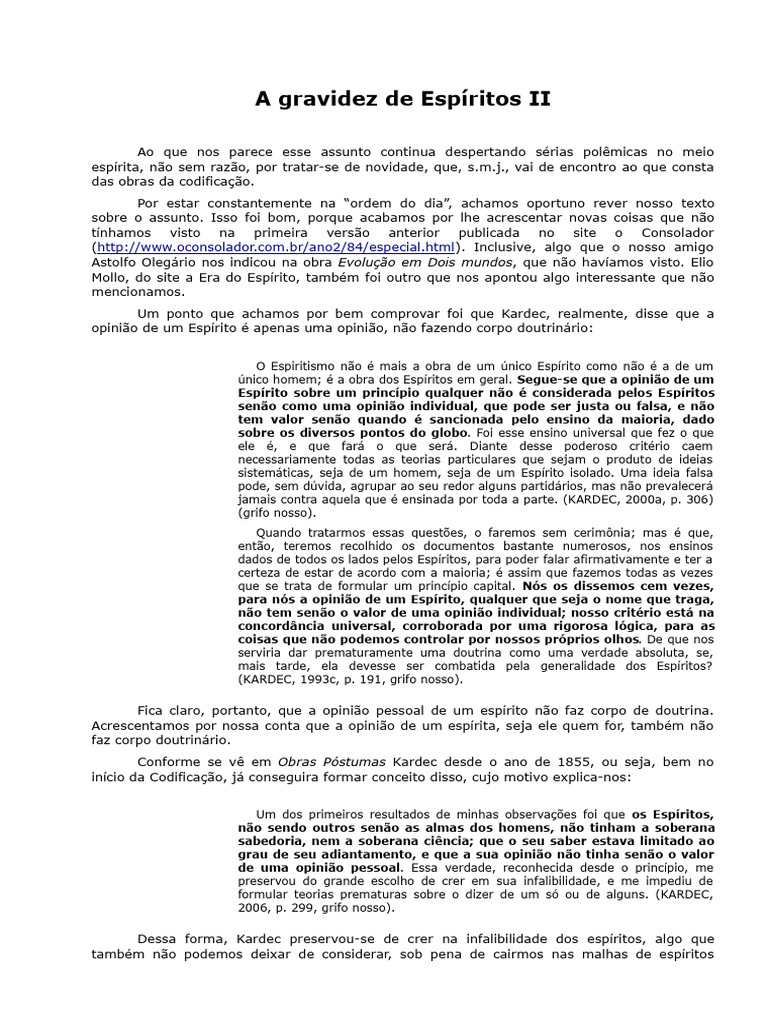 A Gravidez de Espiritos II | PDF