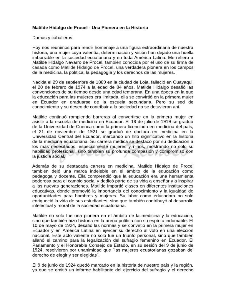 Matilde Hidalgo de Procel | PDF