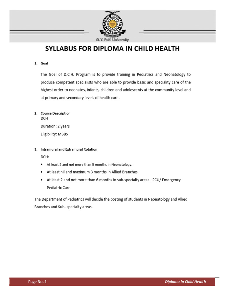 Diplma-in-Child-Health-Syllabus-2016 | PDF