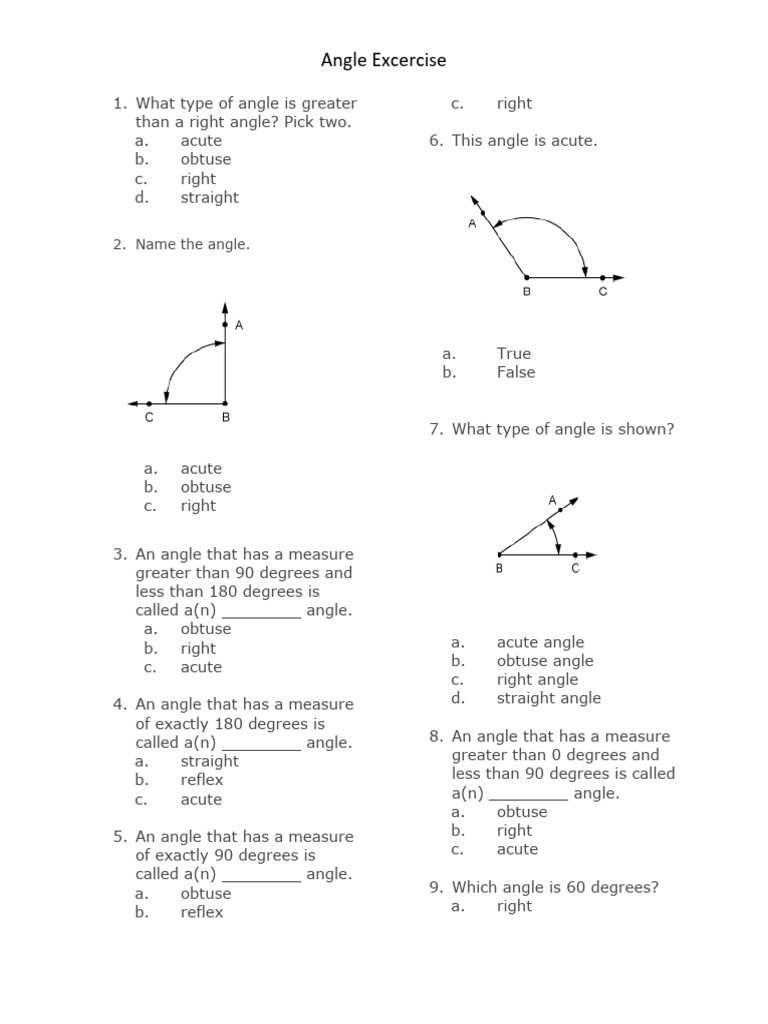 Angle Questions | PDF