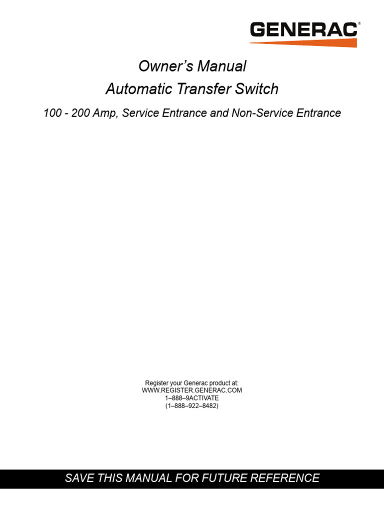 100 200a Automatic Transfer Switch Owners Manual | PDF | Switch ...
