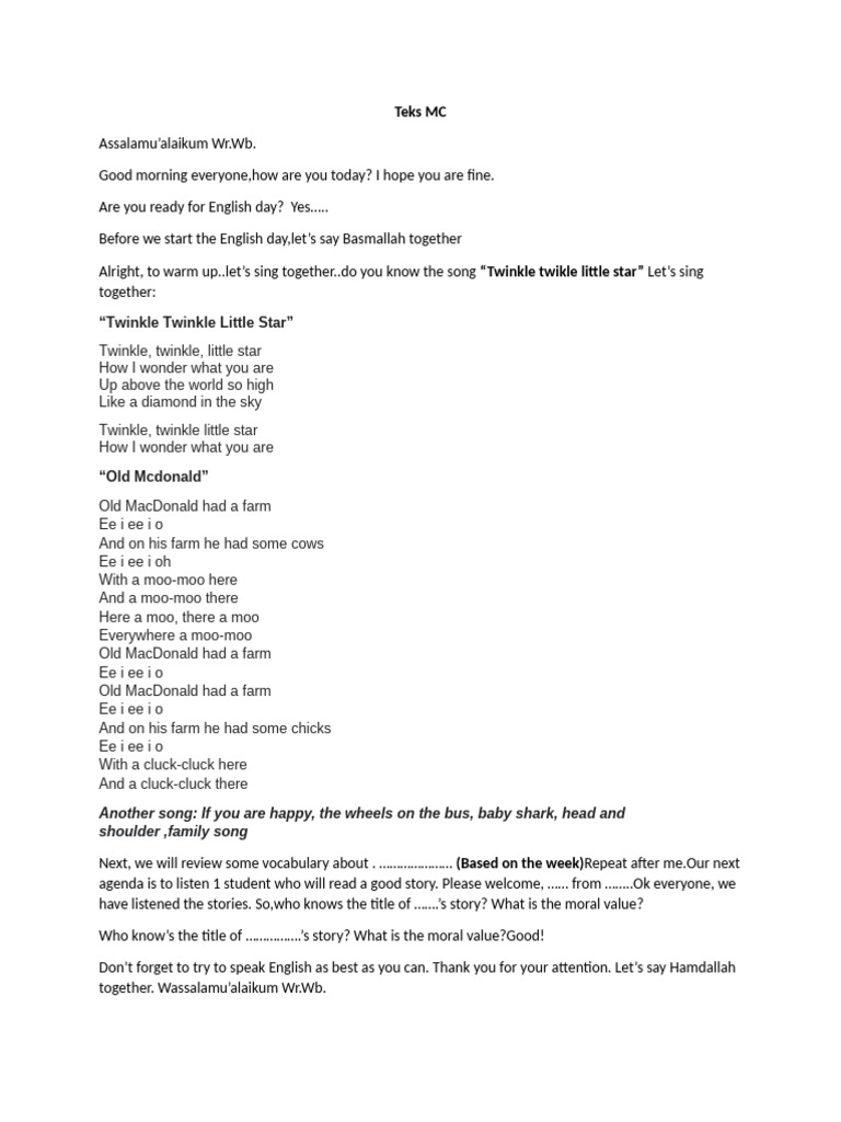 Teks MC-English Day-basic | PDF