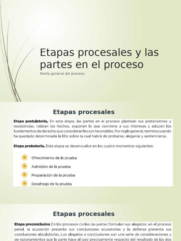 Etapas Procesales y Las Partes en El Proceso | PDF