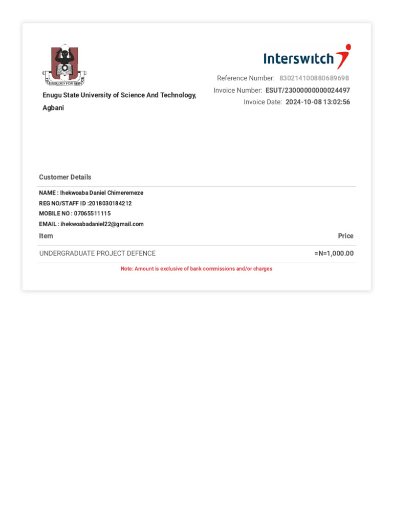 Project Defence Fees Invoice | PDF