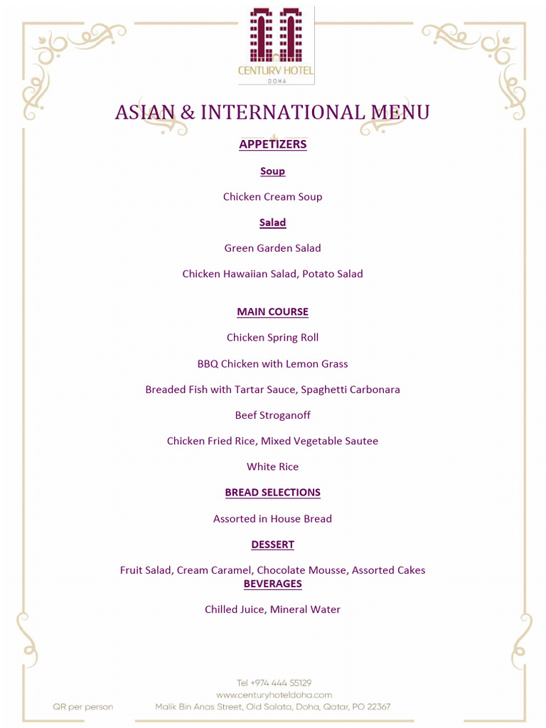 Asian & International Menu 75QR | PDF