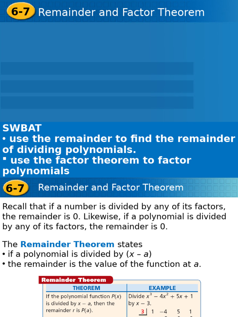 4 Remainder Theorem | PDF