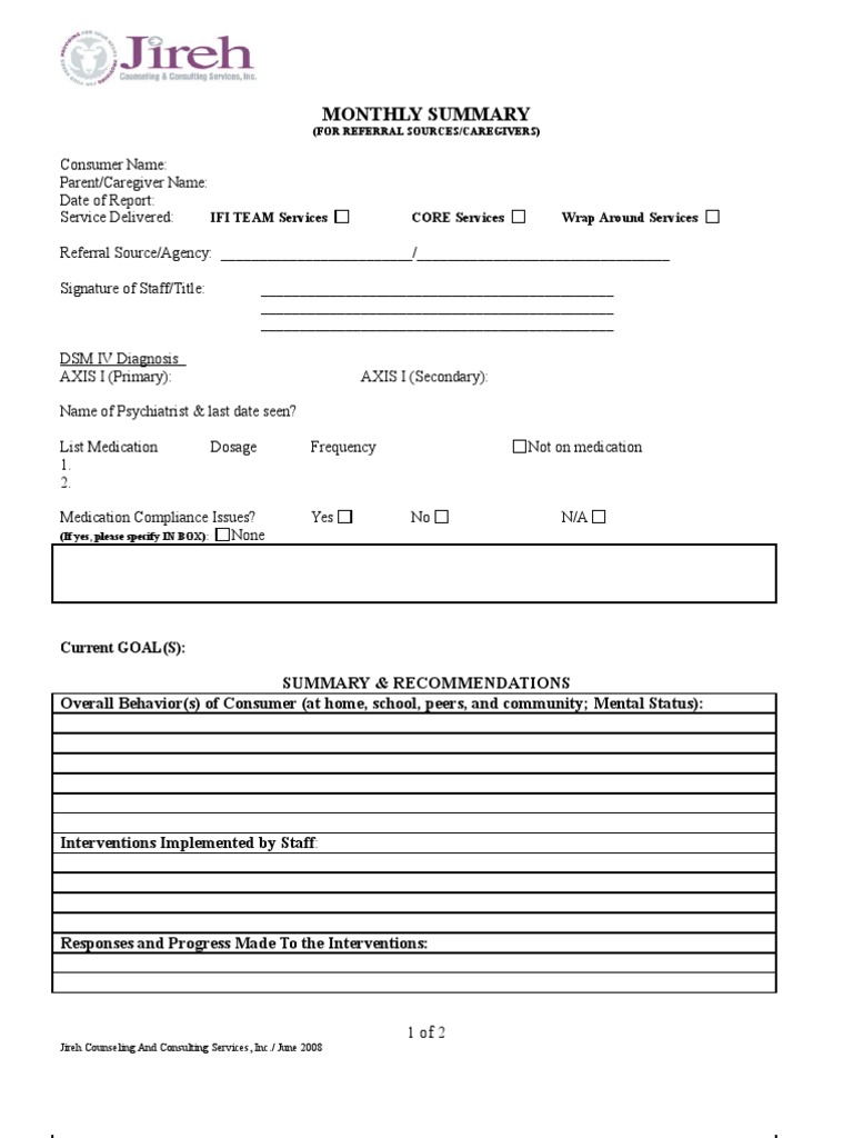 Monthly Summary Report | PDF