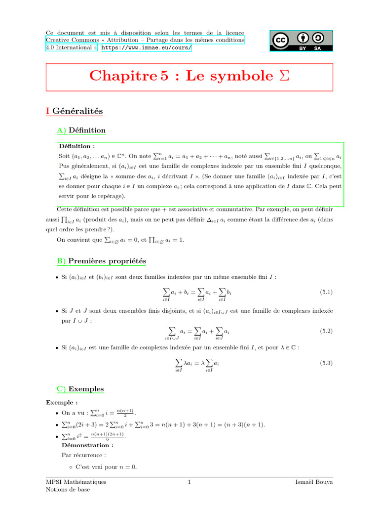 Le Symbole Somme | PDF