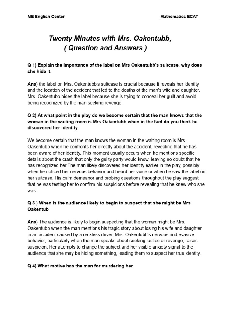 Mrs. Oakentubb: Guilt and Revenge Explored | PDF | Revenge | Art