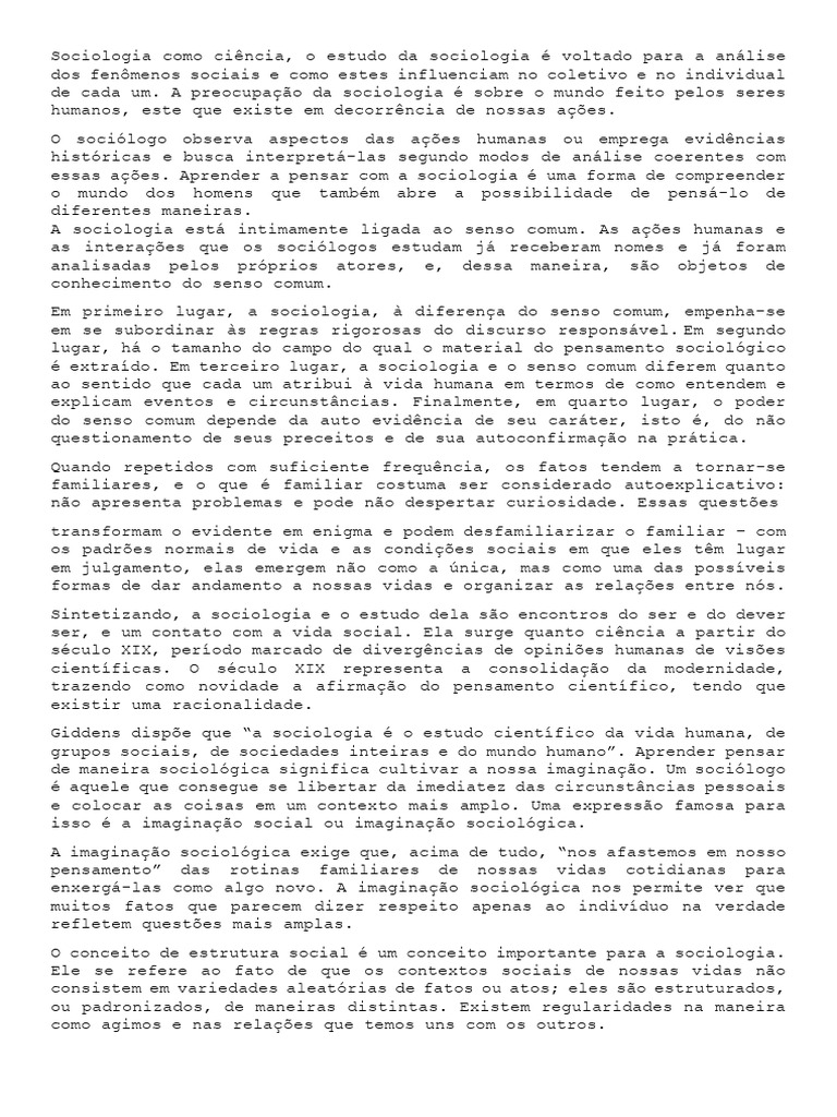 Resumo Comte, Durkheim e Weber | PDF