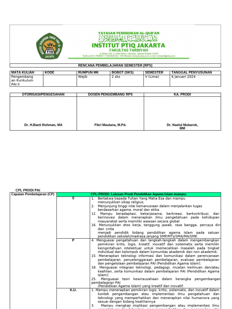Pengembangan Kurikulum PAI II | PDF