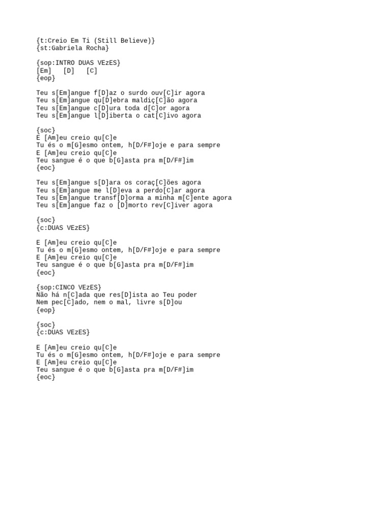 Gabriela Rocha - Creio em Ti (Still Believe) | PDF