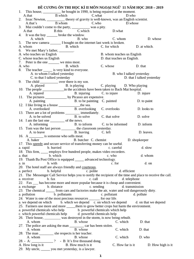 De Cuong On Thi HKII | PDF