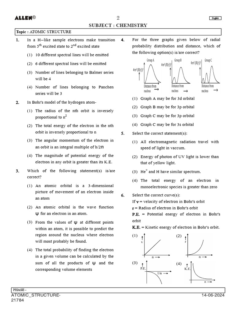 Atomic Structure 21784 Allen | PDF