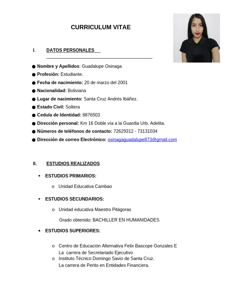 CURRICULUM Osinaga Guadalupe | PDF