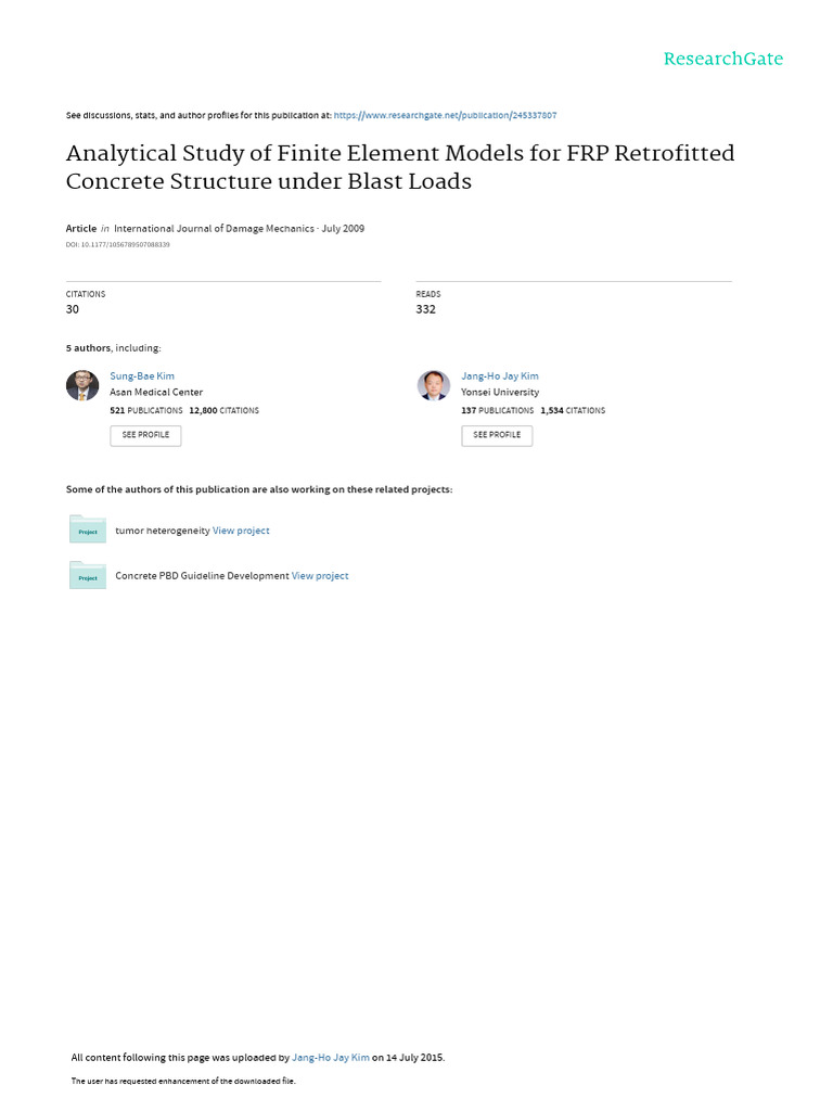 Analytical Study of Finite Element Models For FRP Retrofitted Concrete Structure Under Blast ...
