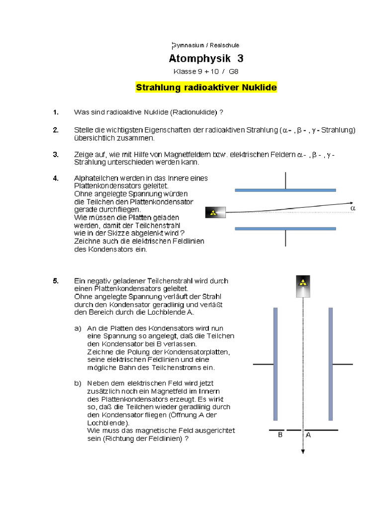 Atomphysik 3 - Klasse 9-10 Radioaktiviaet 1-5 | PDF