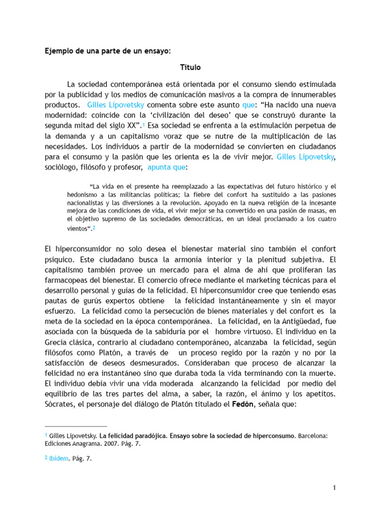 Ejemplo de Un Ensayo Corto | PDF