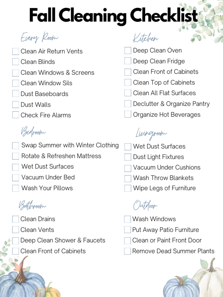 Fall Cleaning Routine and Maintenance Schedule | PDF | Vacuum Cleaner ...