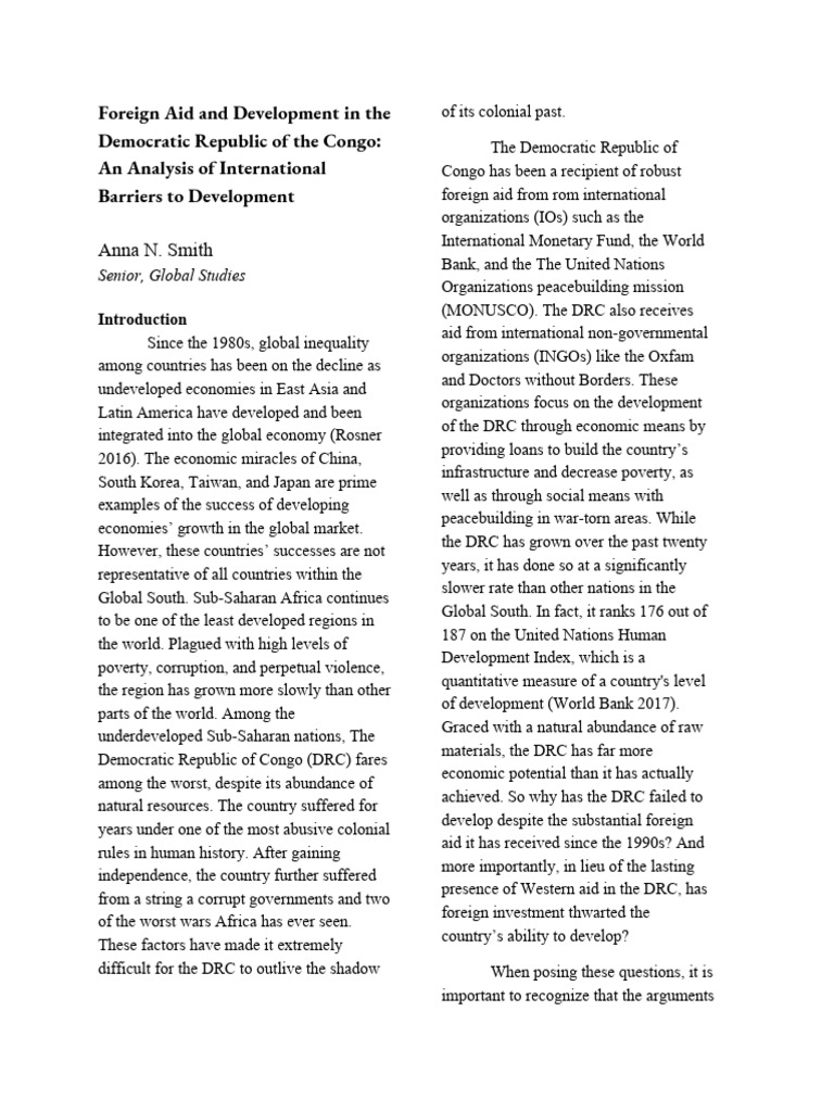 Foreign Aid and Development in The Democratic Republic of The Congo: An ...