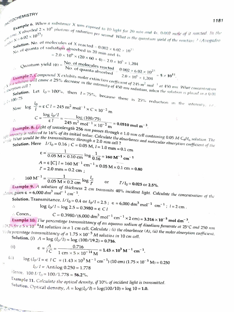 Numericals Lambert Beer Law | PDF