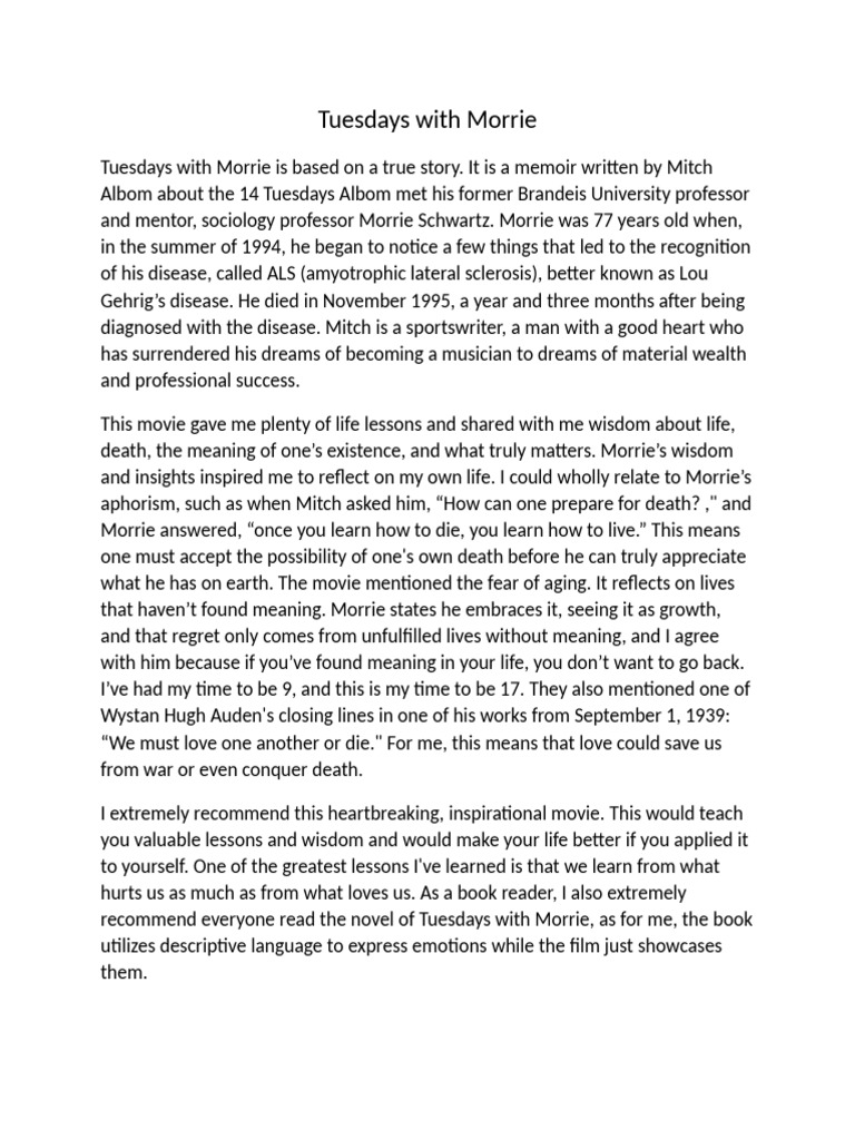 Tuesdays With Morrie | PDF