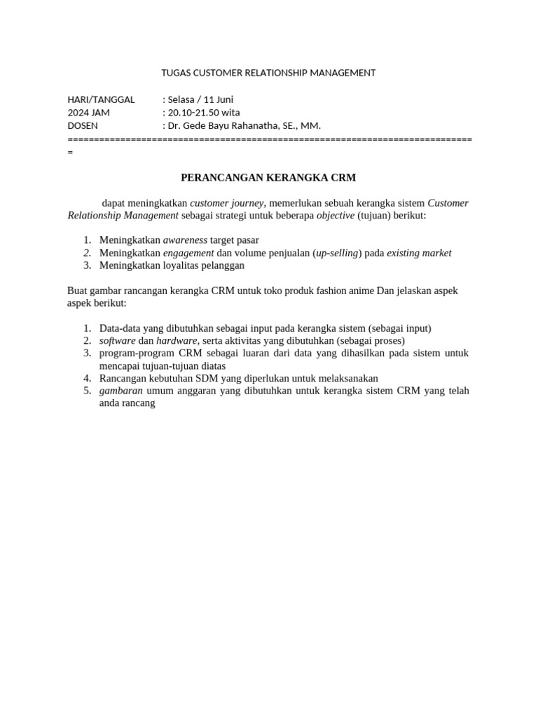 Tugas Customer Relationship Management | PDF