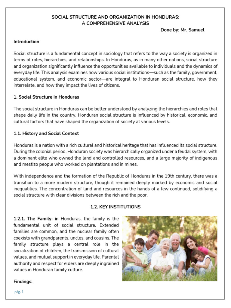 Social Structure in Honduras Explained | PDF | Employment | Family