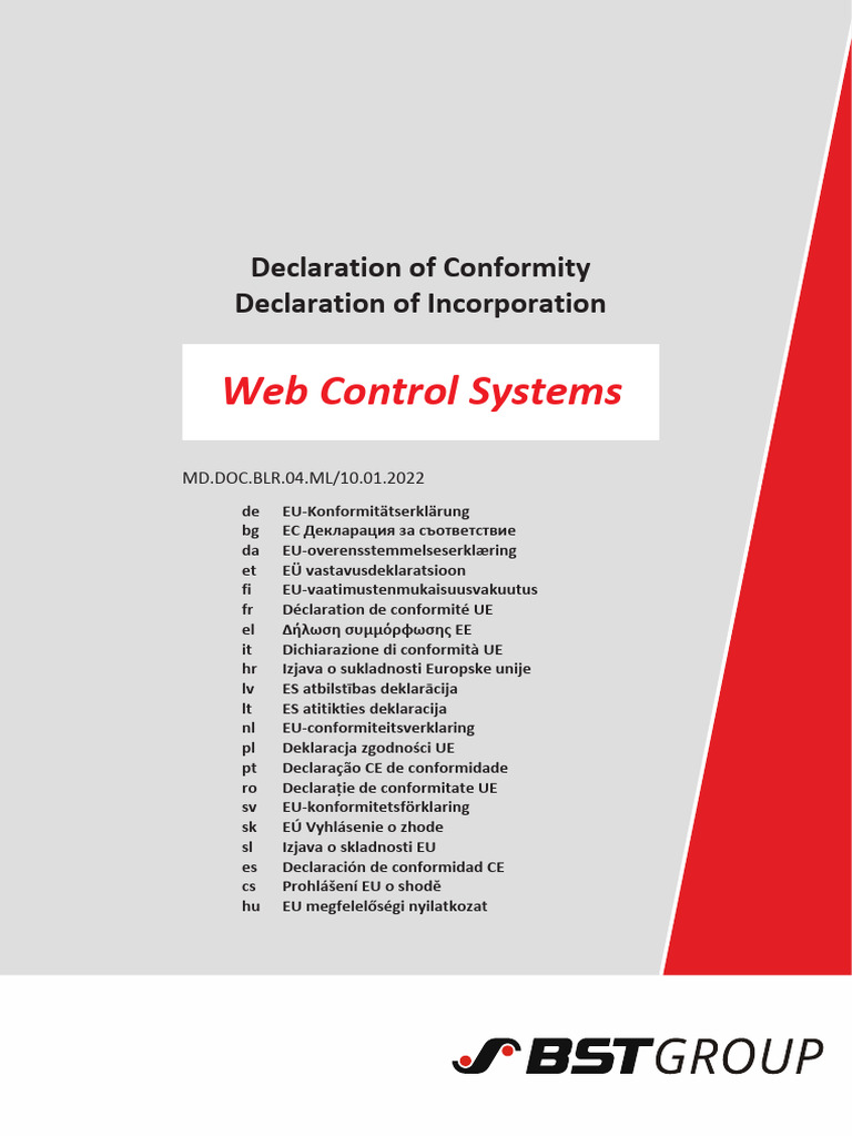 Declaration of Conformity and Incorporation Web Control ML 04 | PDF