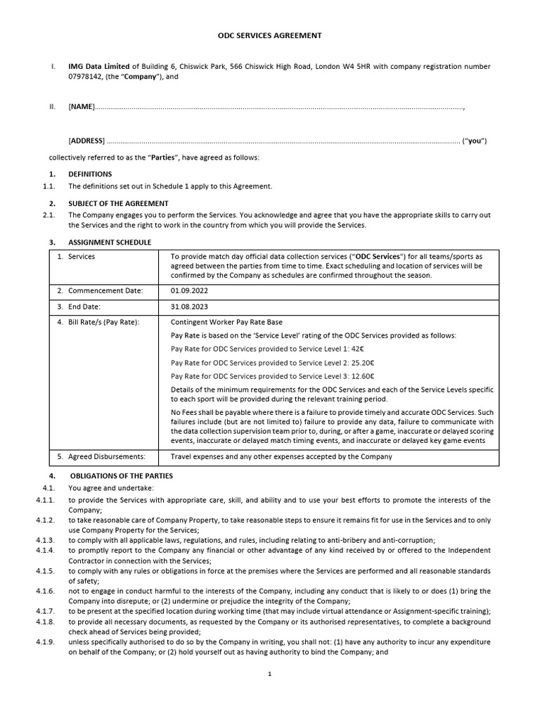 Serbia - ODC Services Agreement | PDF