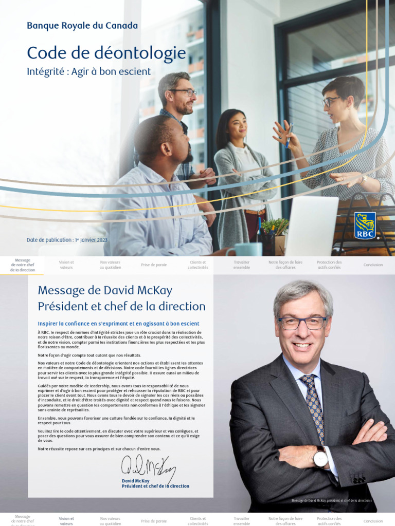 Code Déontologie Bank Royal Canada | PDF