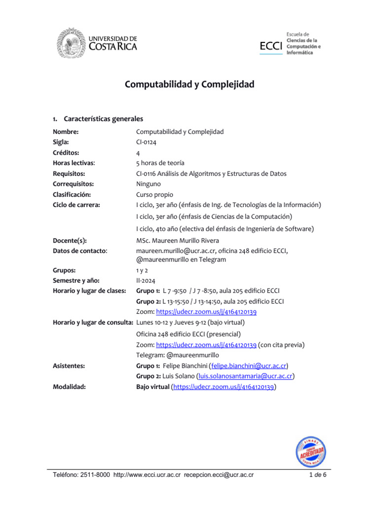 CI0124 Computabilidad MaureenMurillo 2024-2 | PDF