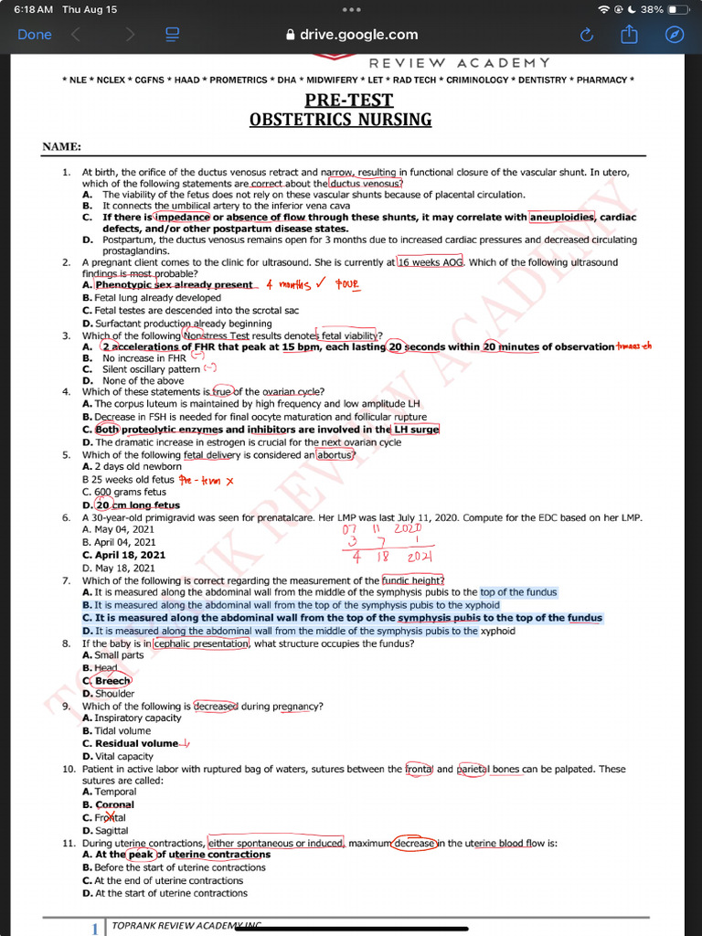 Pre Test Ob | PDF