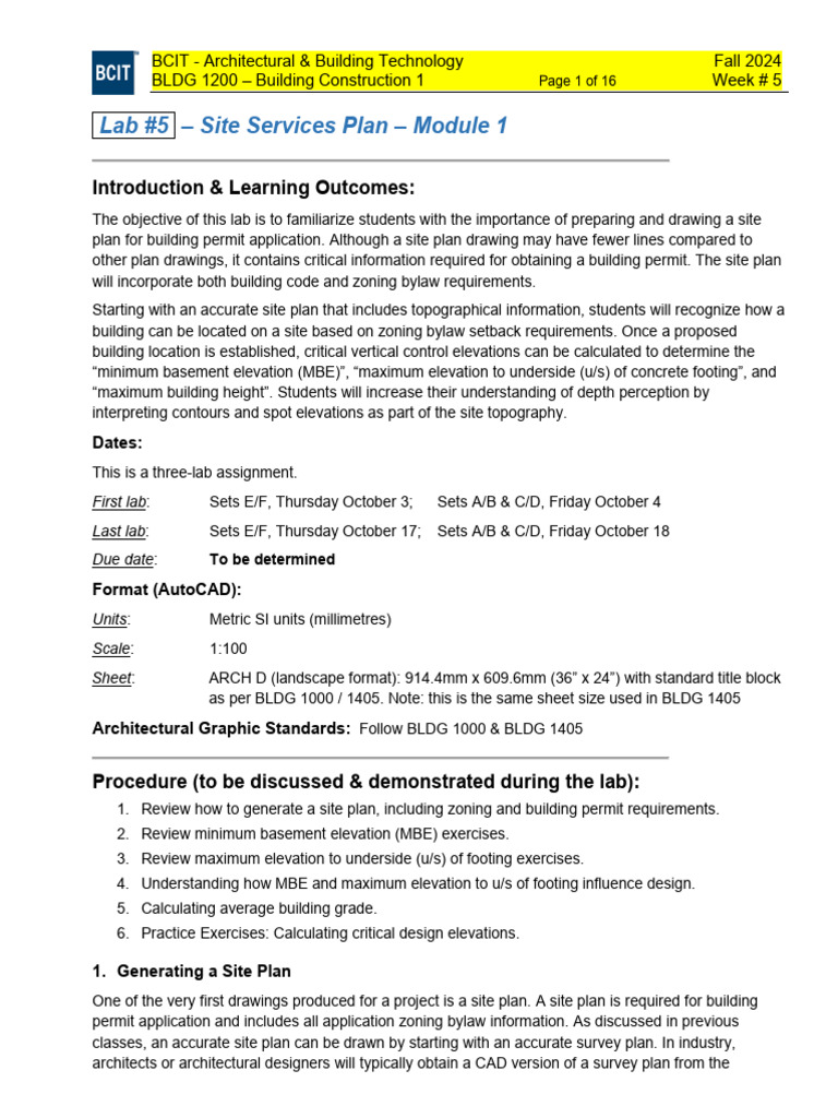 BLDG 1200 Lab-05 Site Plan Module 01-2024 | PDF