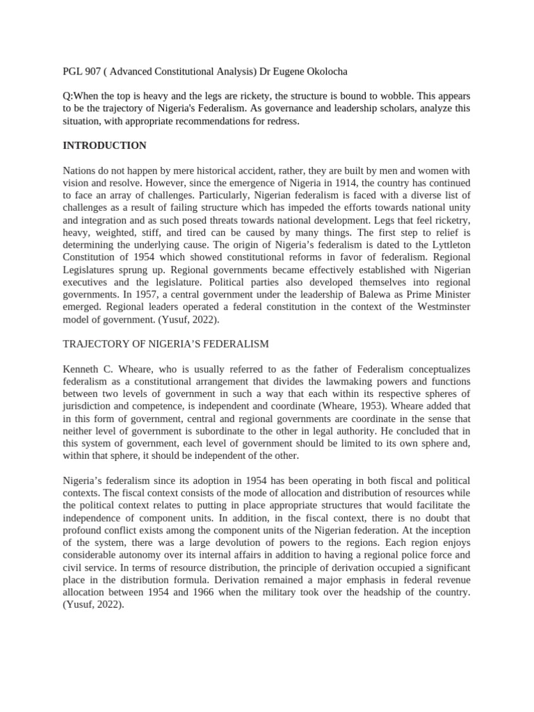 PGL 907 (Advanced Constitutional Analysis) DR Eugene Okolocha | PDF ...